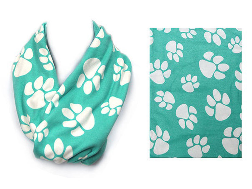 Turquoise Paw Print Infinity Scarf