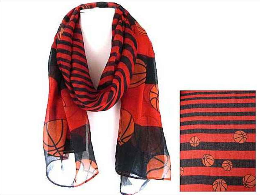 Red Black Basketball Theme Oblong Scarf