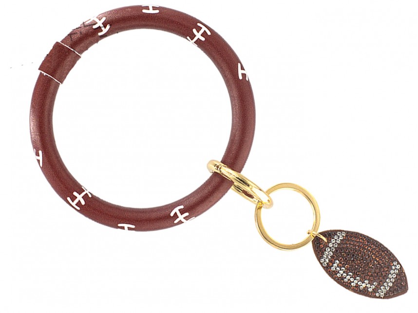Brown Football Crystal Theme Bangle Keychain - RM32005BRN